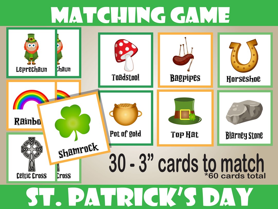 St Patricks Day Matching Game - Etsy