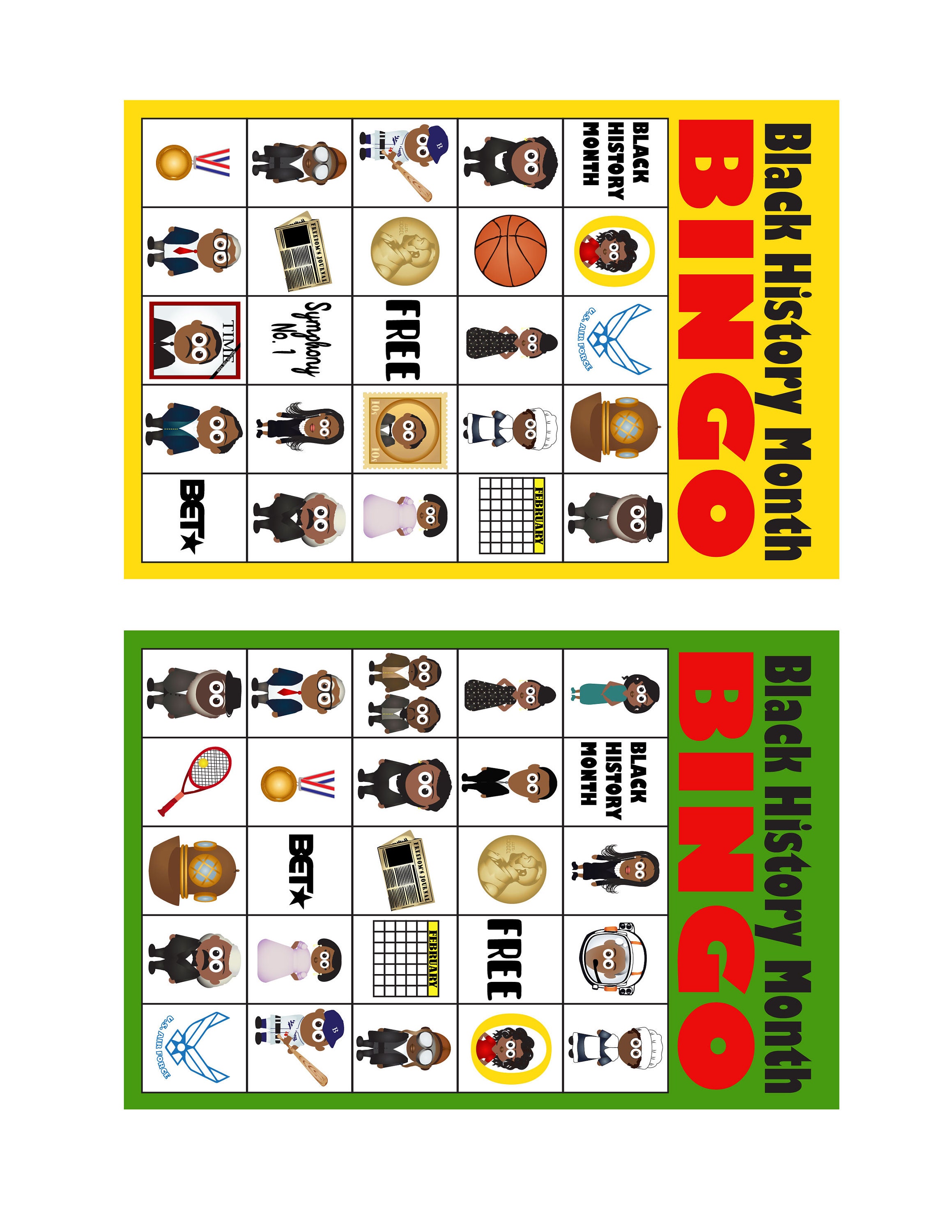 Black History Month Bingo - 20 Cards - Etsy