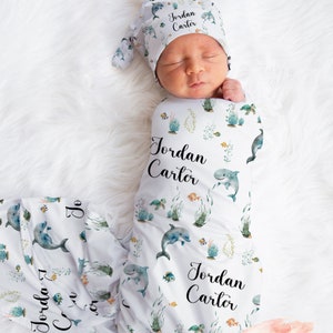 Customized Under the Sea Baby Boy Fish Swaddle Blanket Gift Idea, Ocean ...