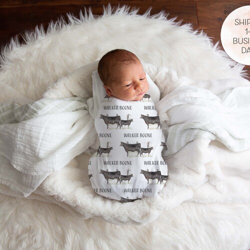 Personalized Woodland Animal Baby Name Custom Swaddle Gift - Etsy