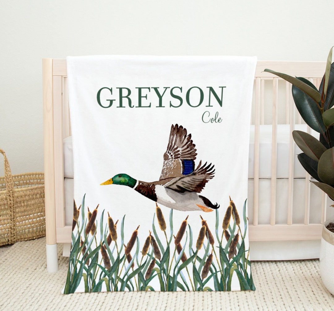 Personalized Mallard Duck Name Baby Blanket, Name Baby Blanket, Duck ...