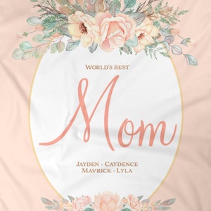 Personalized Custom Best Mom Pink Floral Mothers Day Child Name Gift ...