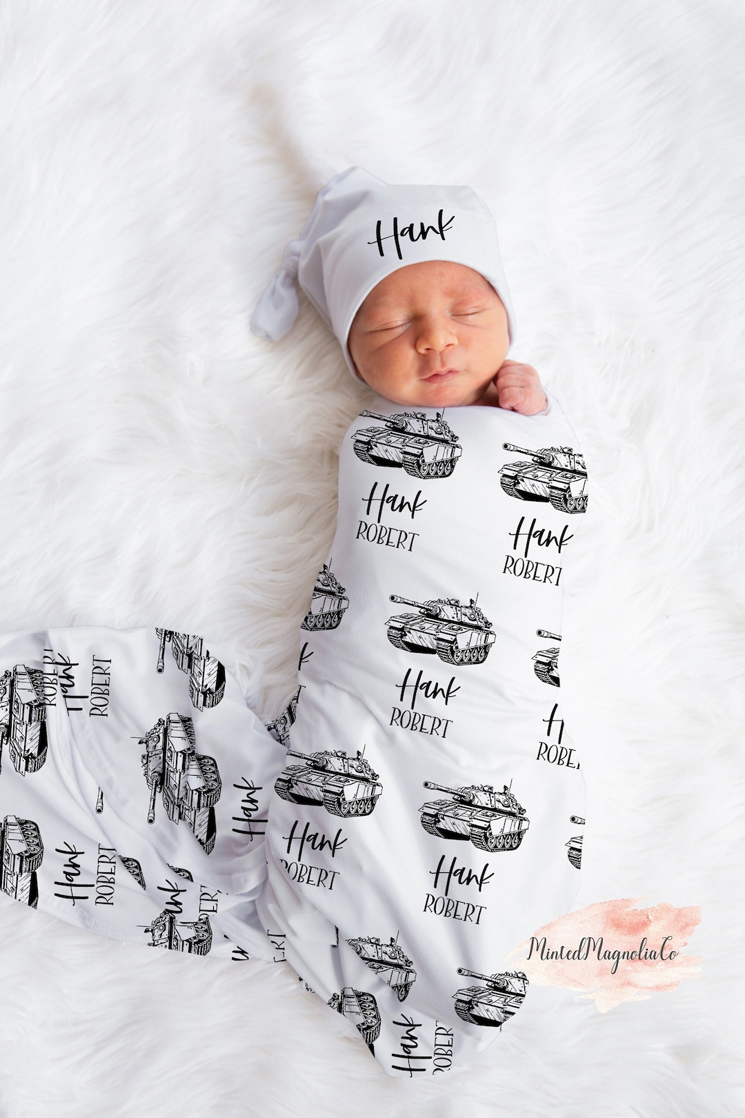 Personalized Military Tank Baby Boy Name Custom Swaddle Gift Idea for ...