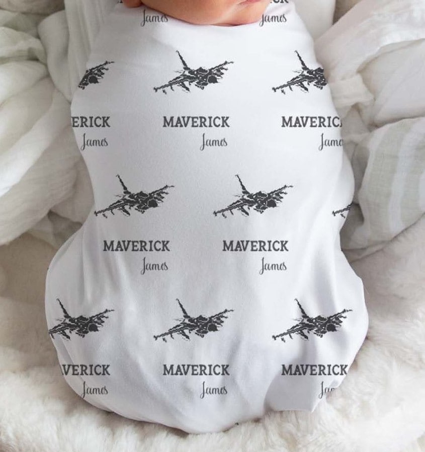 Personalized Jet Plane Baby Boy Name Custom Swaddle Gift Idea for Baby ...