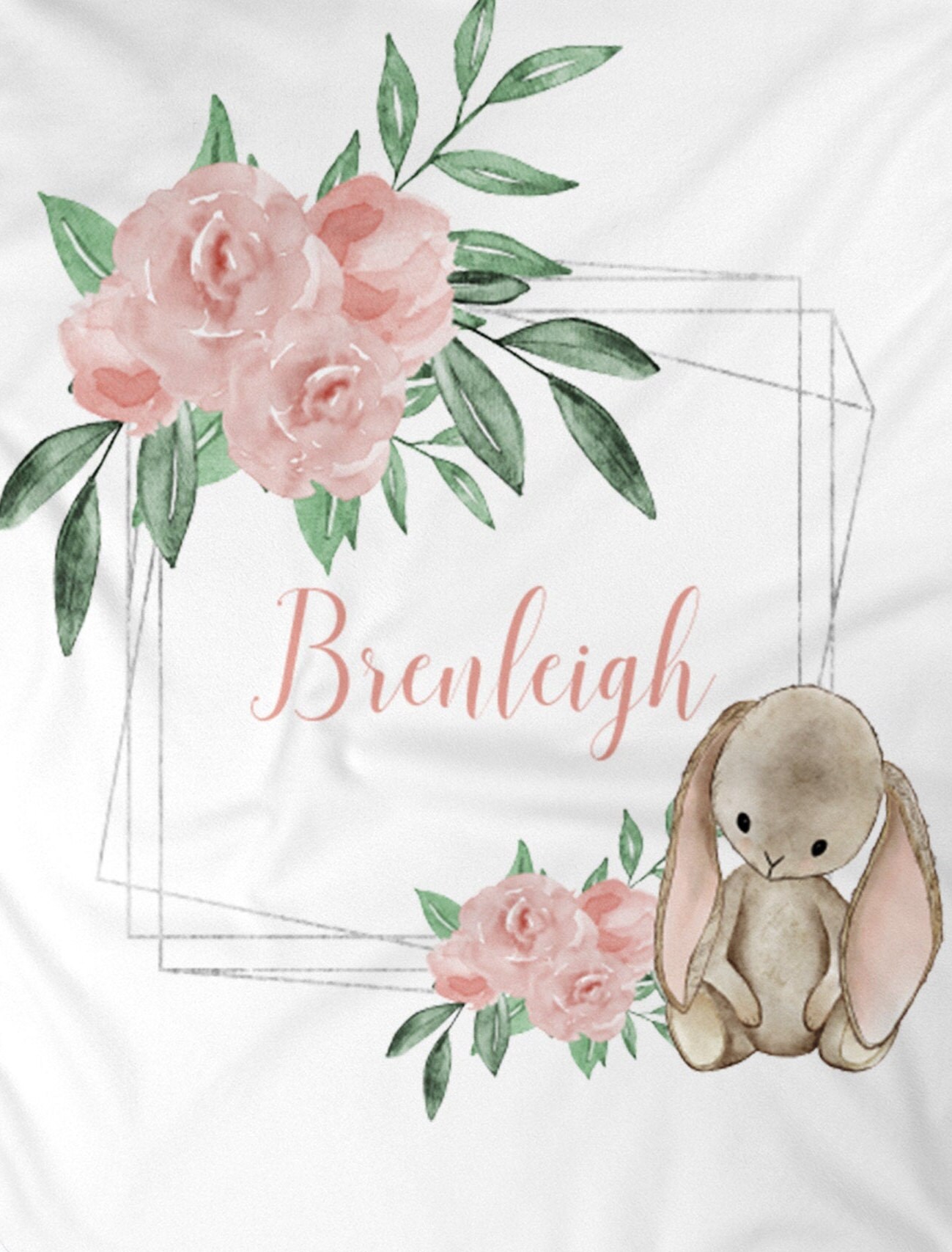 Personalized Pink Flower Bunny Rabbit Name Baby Girl Blanket | Etsy
