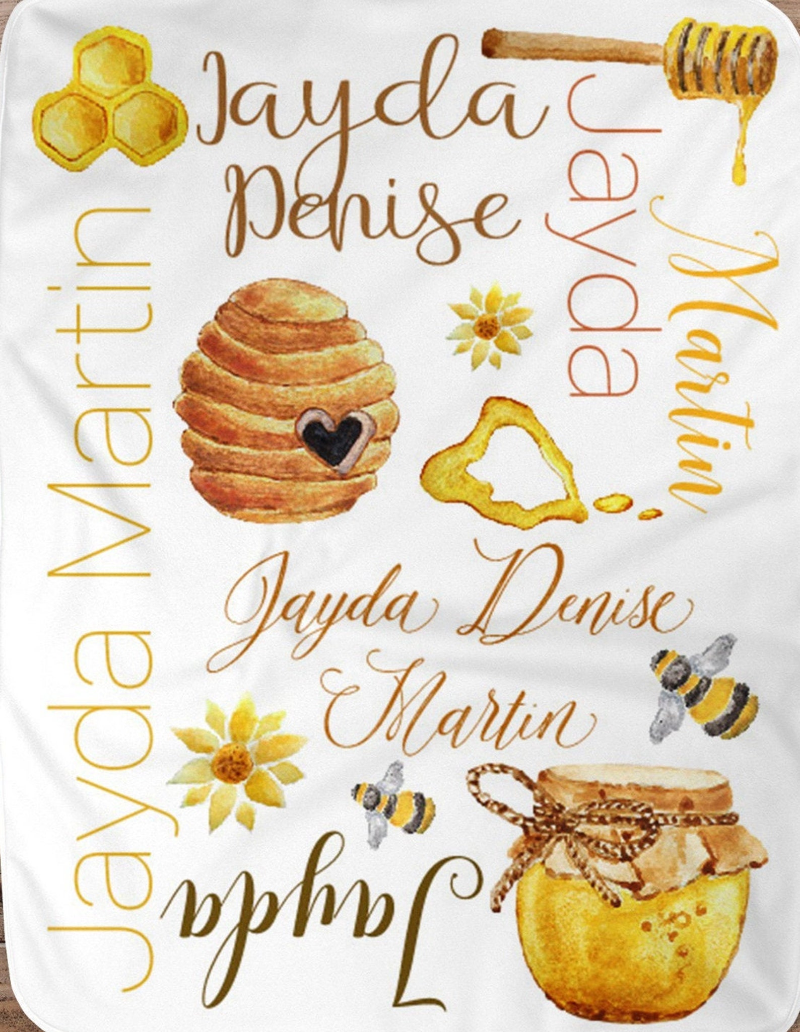 Custom Bee Baby Blanket Honey Bee Girl Baby Blanket Unique | Etsy