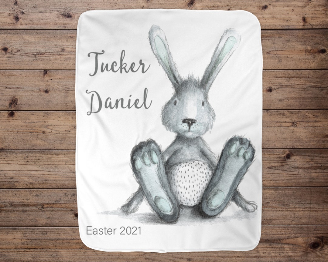 Customized Easter Bunny Rabbit Name Blanket Gift, Personalized Bunny ...