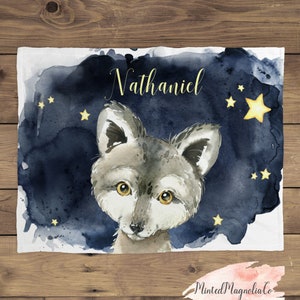 Personalized Wolf Starry Night Sky Name Baby Blanket Gift - Etsy