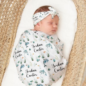 Customized Under the Sea Baby Boy Fish Swaddle Blanket Gift Idea, Ocean ...