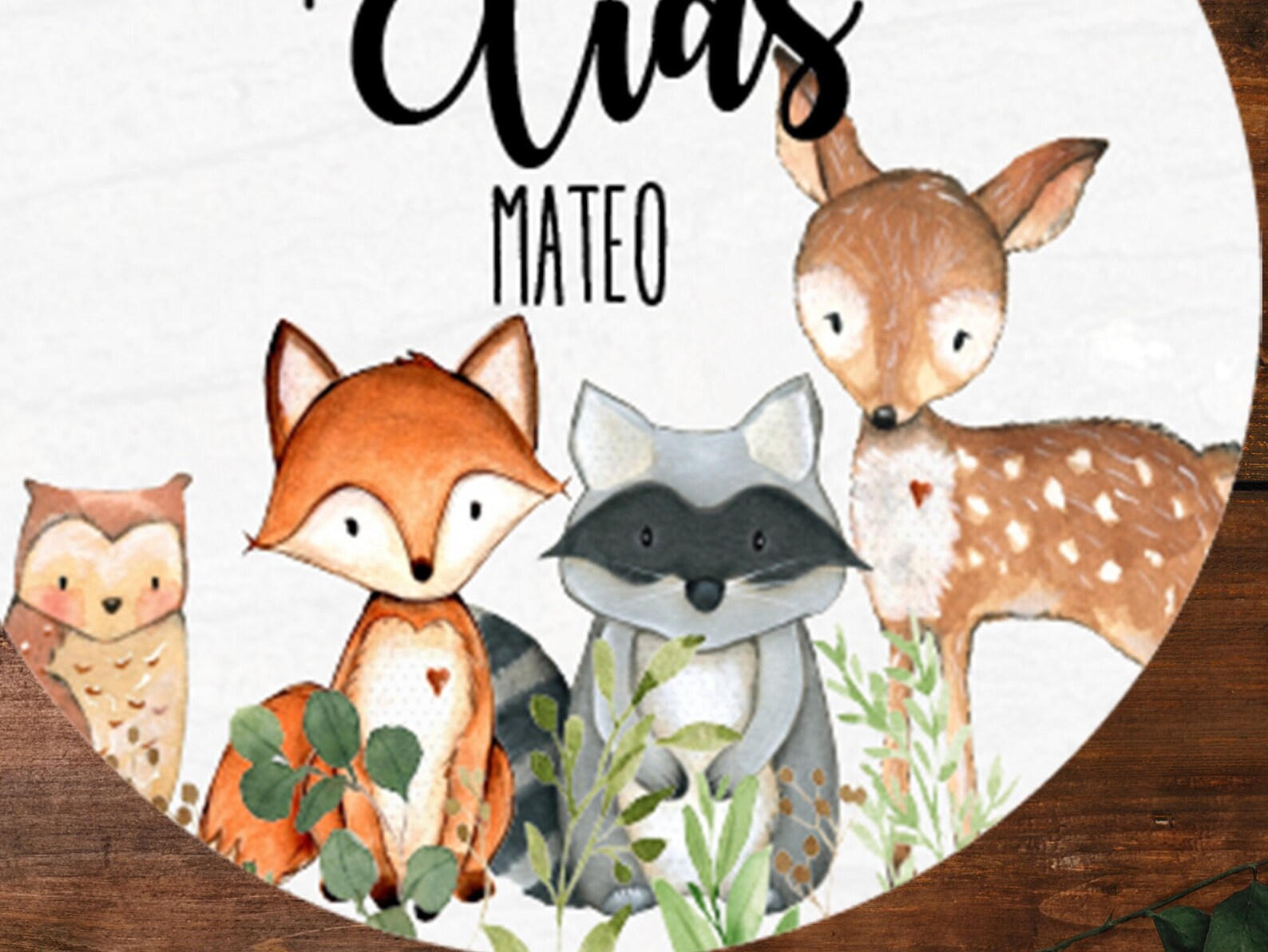 Customized Round Signwoodland Name Sign Circle Sign for Baby - Etsy