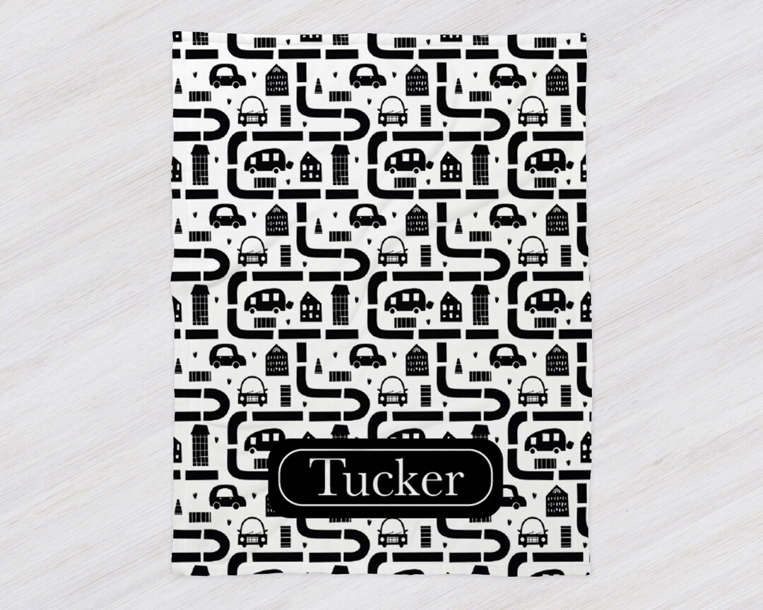 Personalized Car Road Map Pattern Name Boy Blanket, Baby Blanket, Name ...