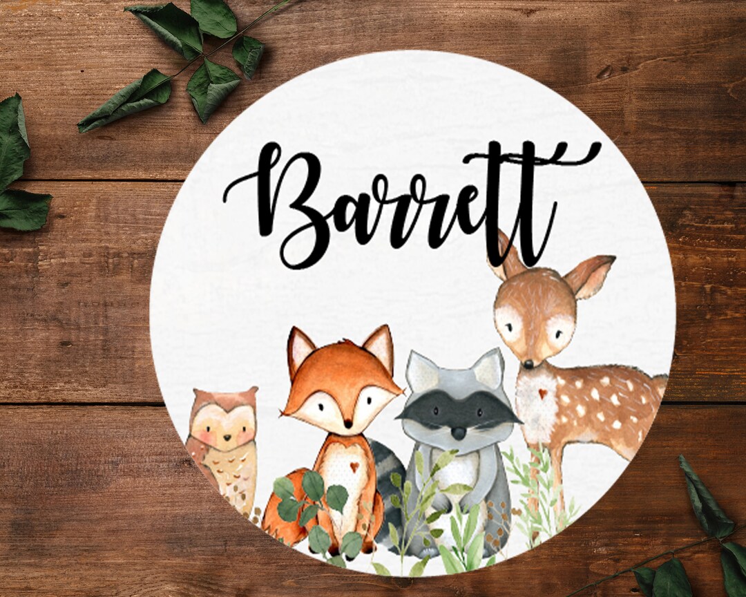 Customized Round Sign,woodland Name Sign, Circle Sign for Baby Boy ...