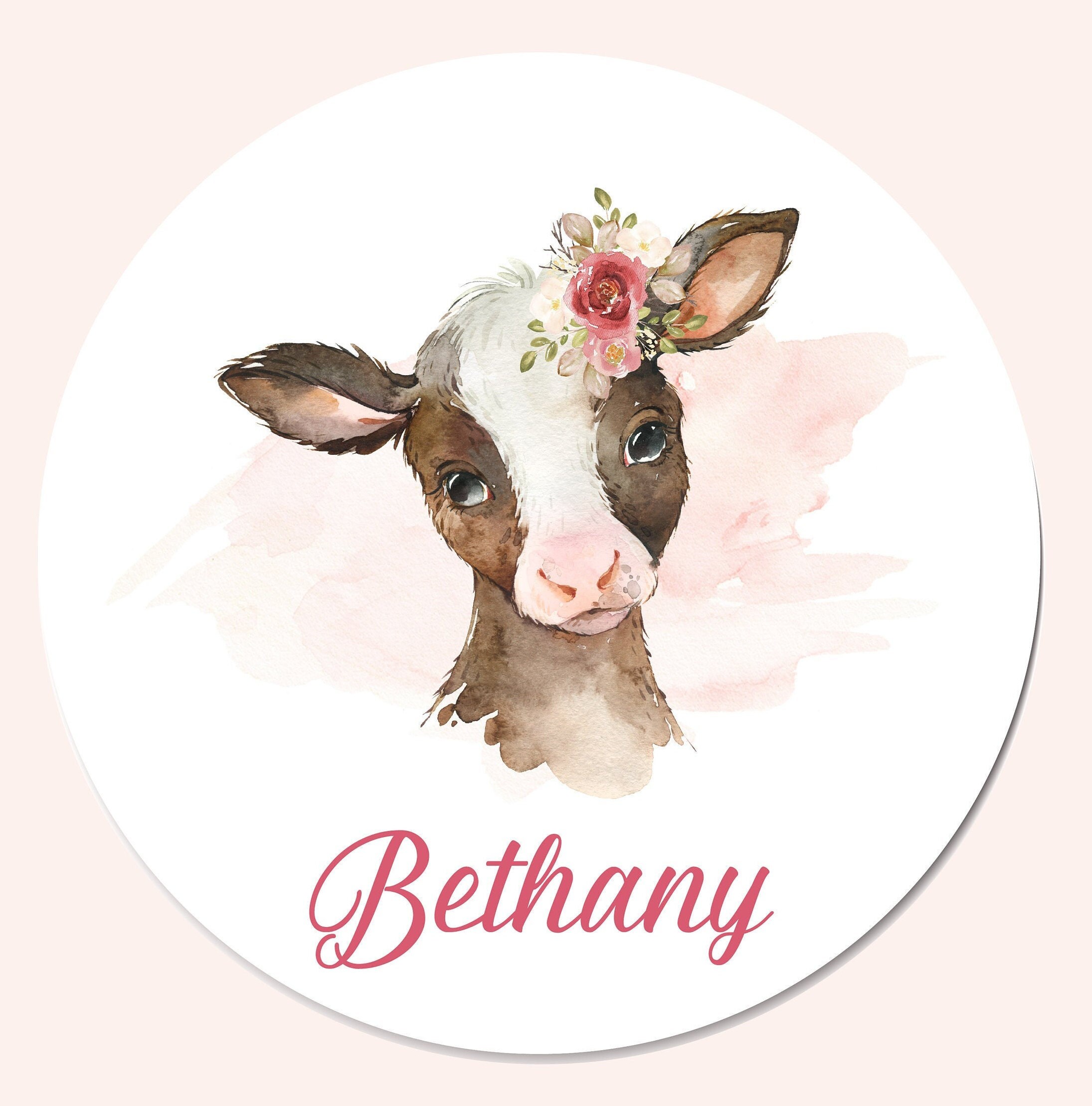 Customized Round Cow Sign Cow Name Sign Circle Sign For Baby | Etsy