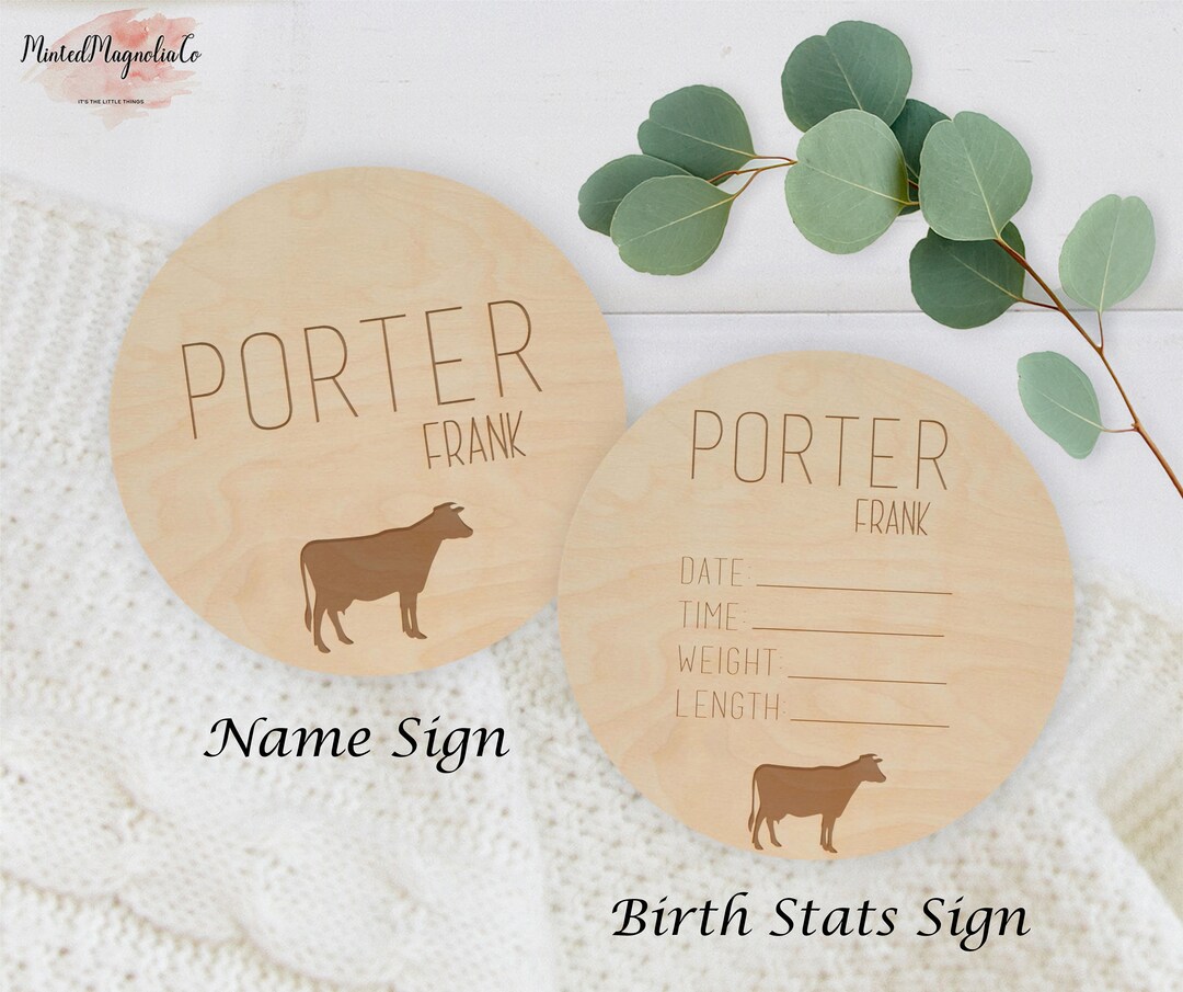 Personalized Cow Birth Stats Sign, Birth Stats Sign, Announcement Sign ...