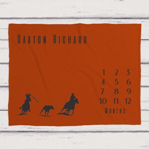 Customized Western Team Roper Rust Color Rodeo Name Milestone Blanket ...