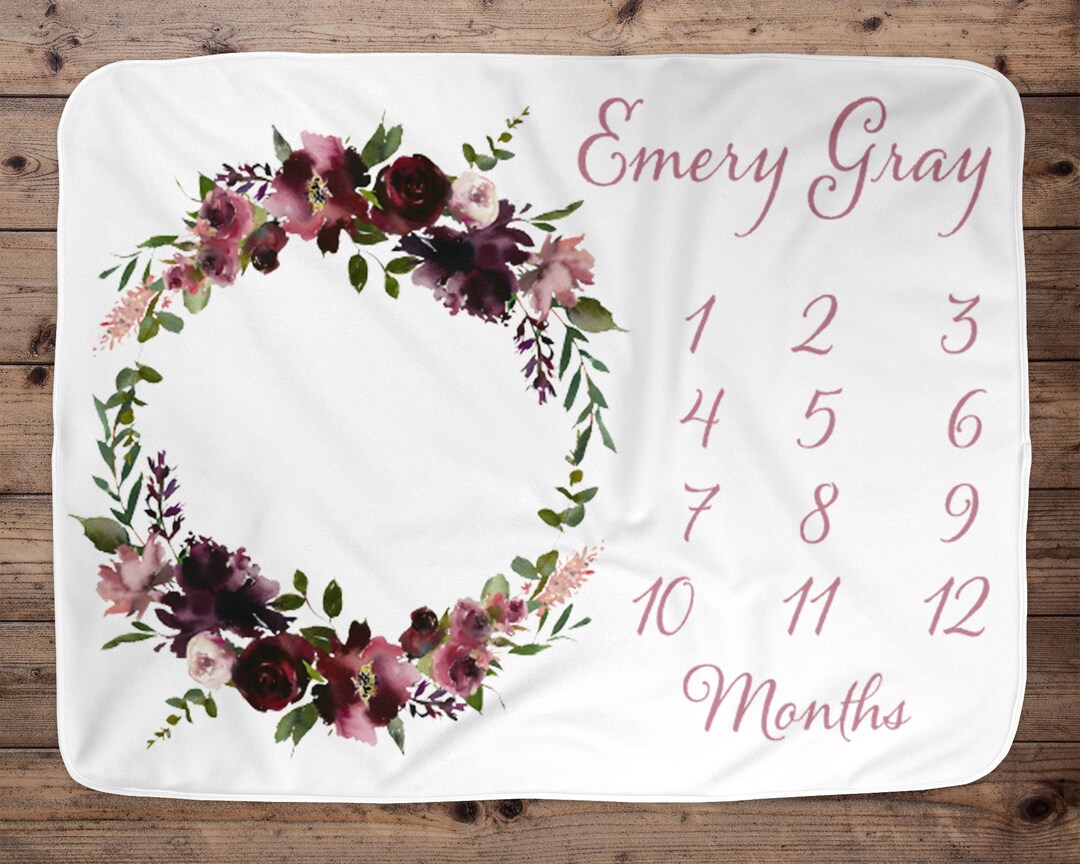 Milestone Baby Blanket, Milestone Blanket, Custom Baby Blanket, Floral ...