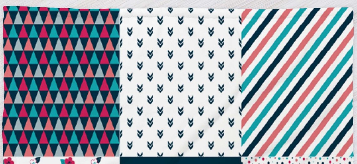 Custom Shabby Chic Floral and Pattern Name Baby Blanket, Navy Baby Gift ...