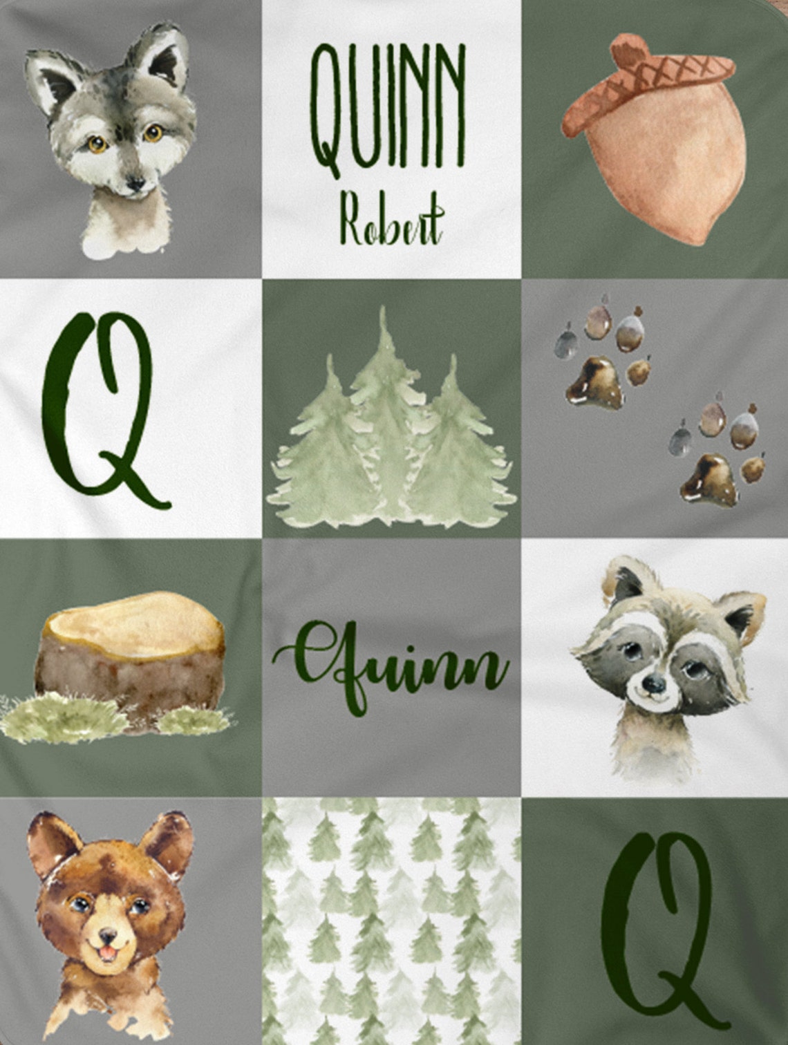 Personalized Woodland Style Forest Animal Baby Boy Name - Etsy