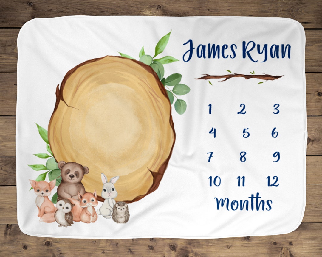 Personalized Woodland Animal Forest Creature Name Milestone - Etsy