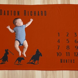 Customized Western Team Roper Rust Color Rodeo Name Milestone Blanket ...