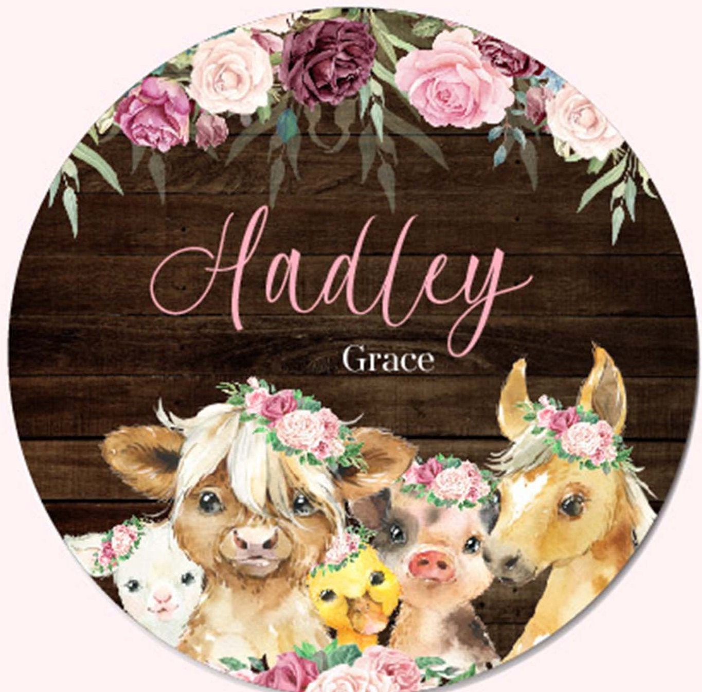 Customized Round Wood Farm Animal Name Sign Farm Sign for - Etsy