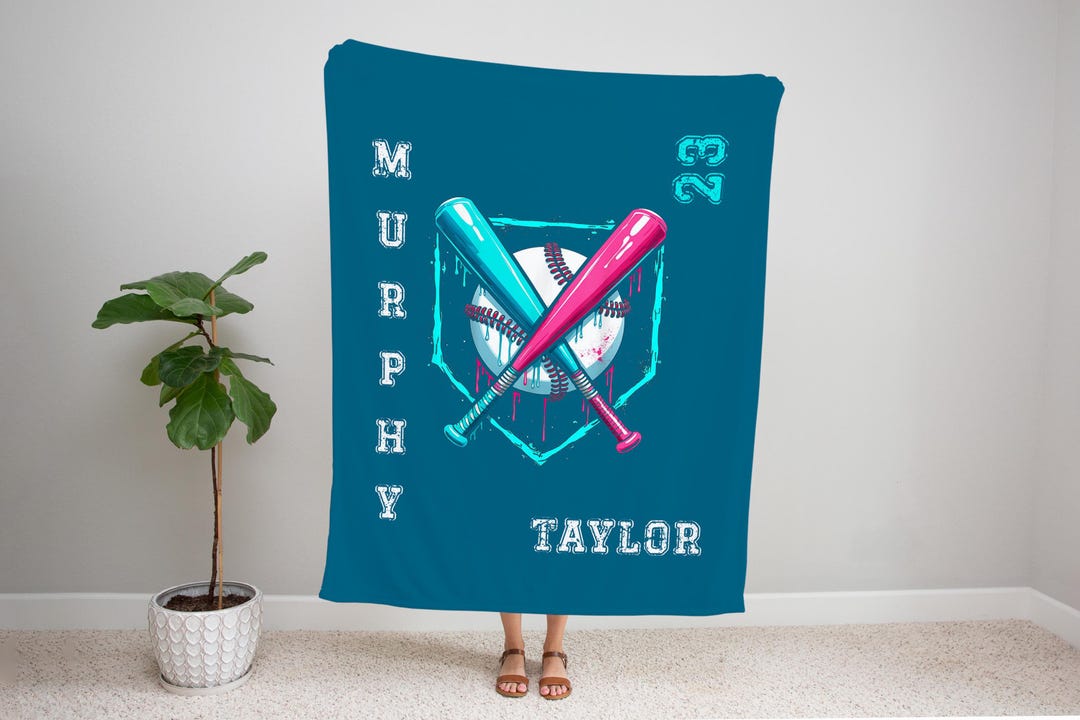 Custom Kids Baseball Drip Name Blanket, Kid Baseball Blanket, Drip ...