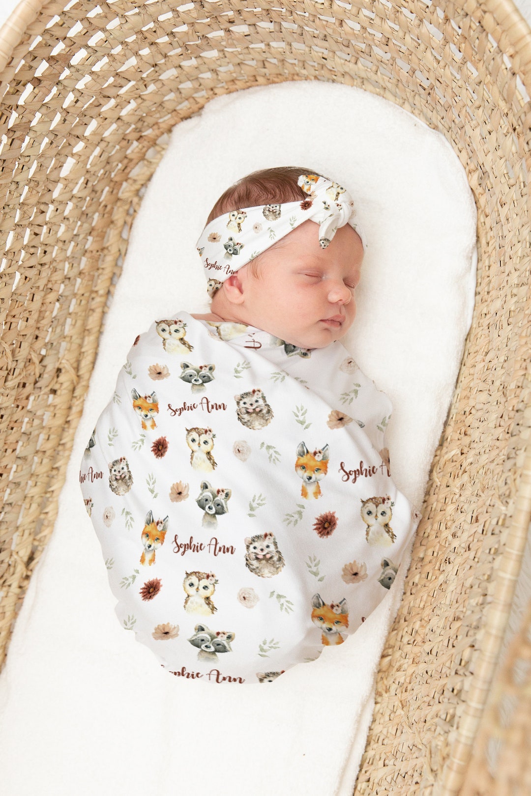 Personalized Baby Girl Custom Woodland Name Swaddle for Newborn Baby ...