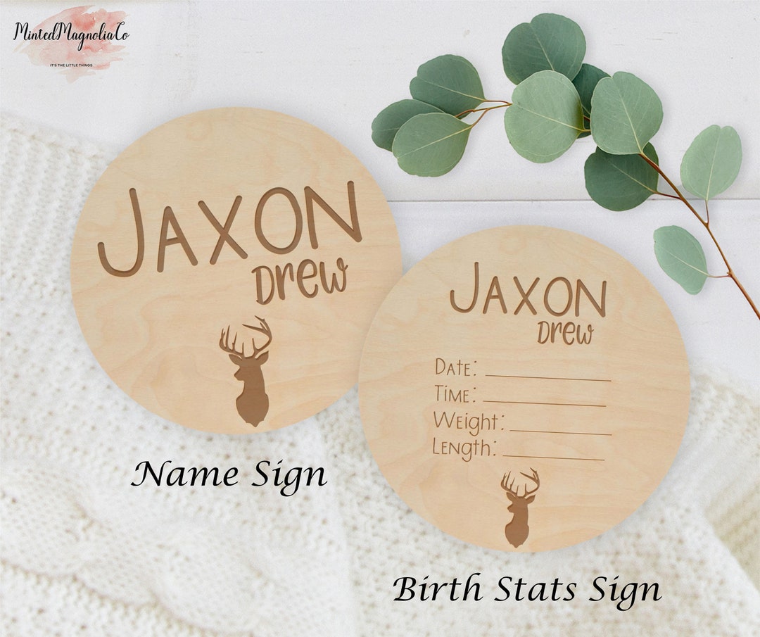 Personalized Newborn Deer Birth Stats Sign, Birth Stats Sign ...