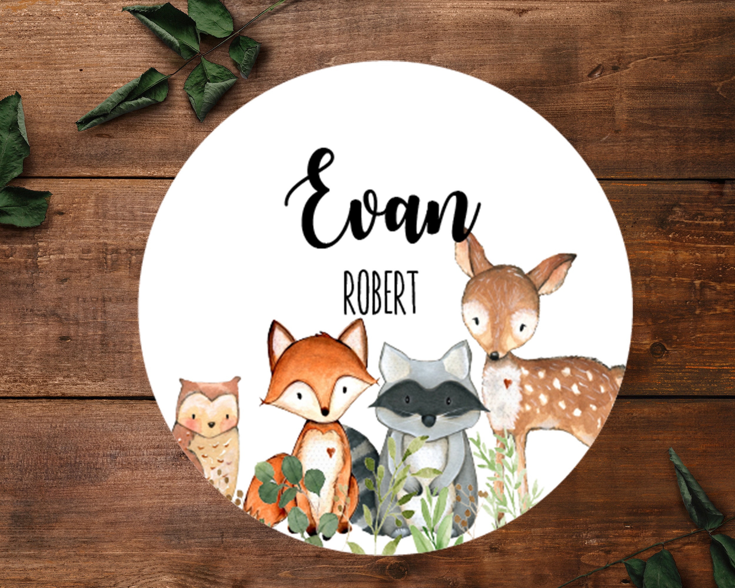 Customized Round Signwoodland Name Sign Circle Sign for Baby - Etsy