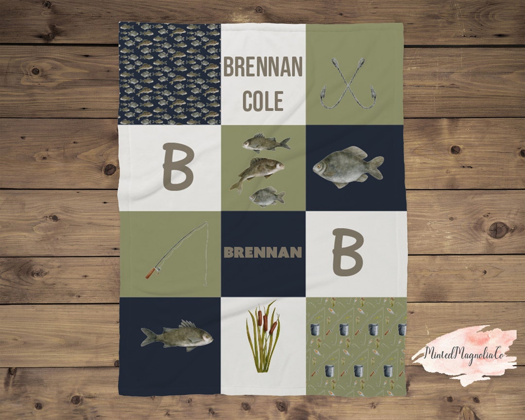 Personalized Gone Fishing Fish Name Blanket Custom Name Blanket, Little ...