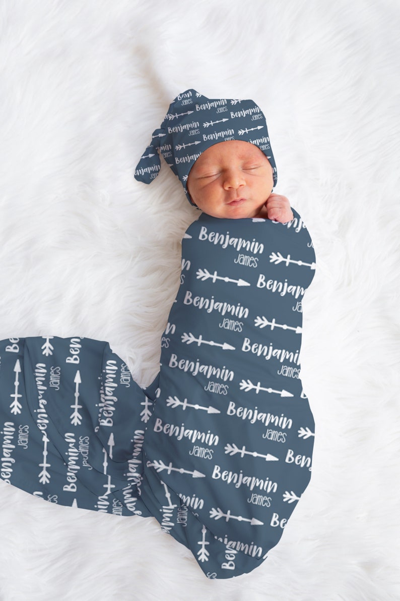 Personalized Woodland Arrow Baby Name Custom Swaddle Gift Idea for Baby ...