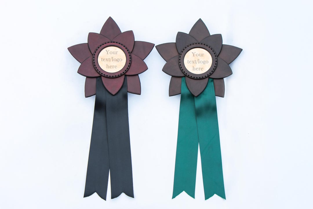 Custom Leather Rosette Award Ribbon: Personalized, 2-tailed Design - Etsy