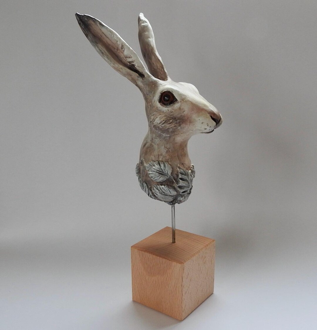 Hare Clay Bust Sculpture, Hare Head Sculpture, Hare Sculpture, Clay ...