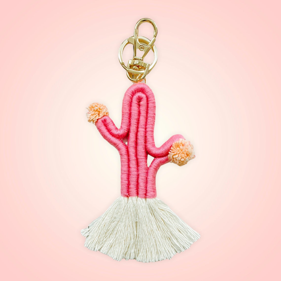 Cotton Macrame Cactus Keychains - Etsy