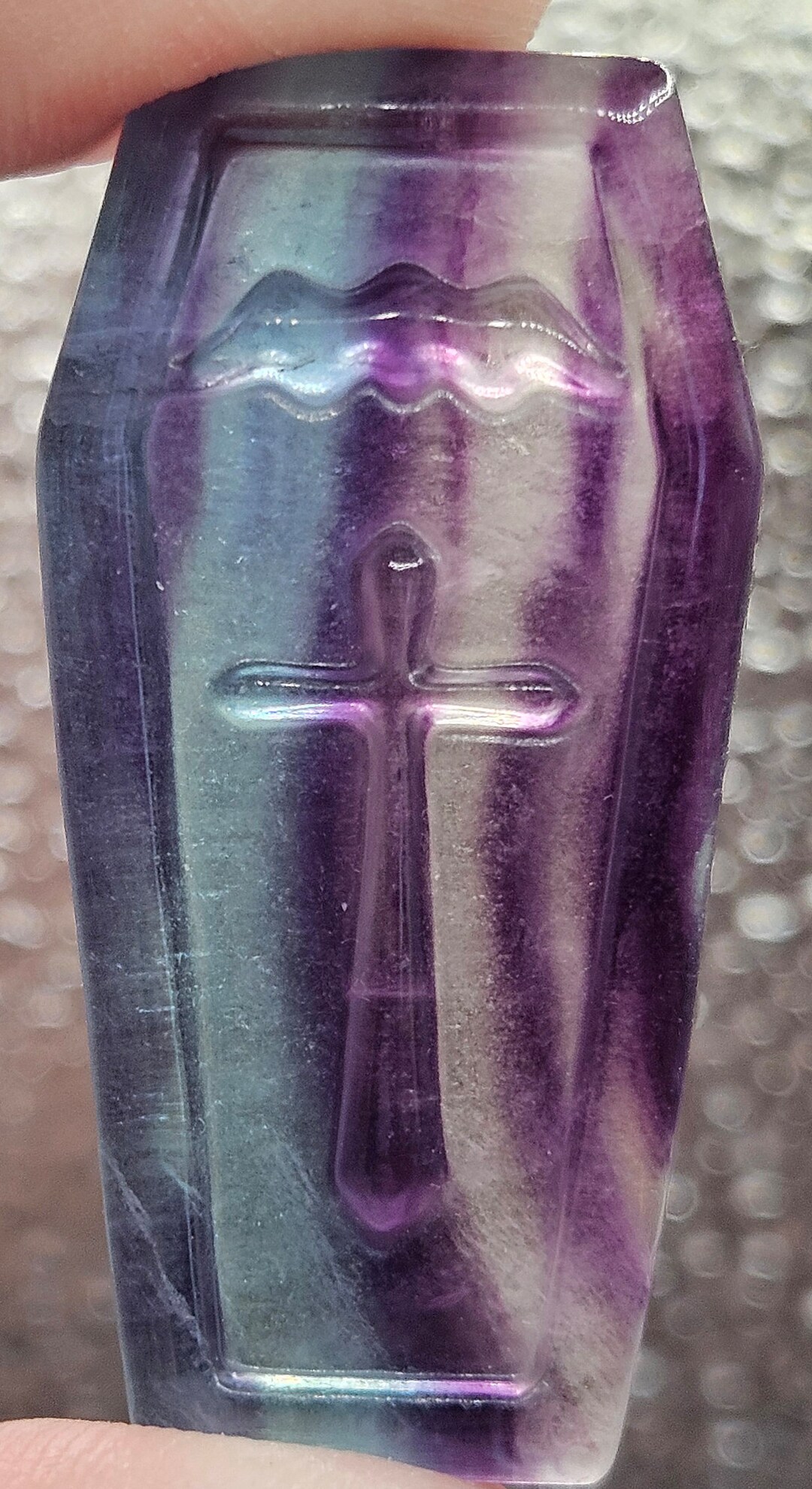 28g Fluorite/blue Fluorite/purple Fluorite/crystal Carvings/tombstone ...