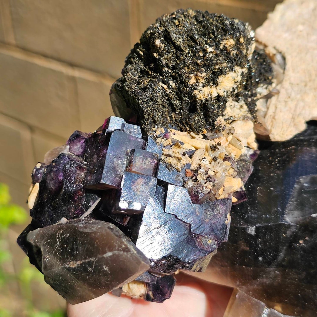 3lbs 14oz Purple Fluorite/smoky Quartz/black Sphalerite/all Natural ...