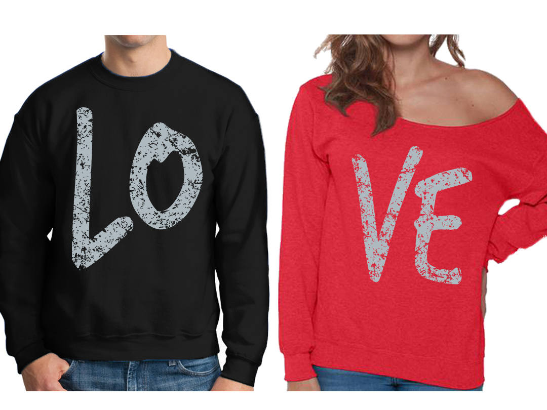 Couples Love Sweatshirts Love Off Shoulder Sweatshirt | Etsy