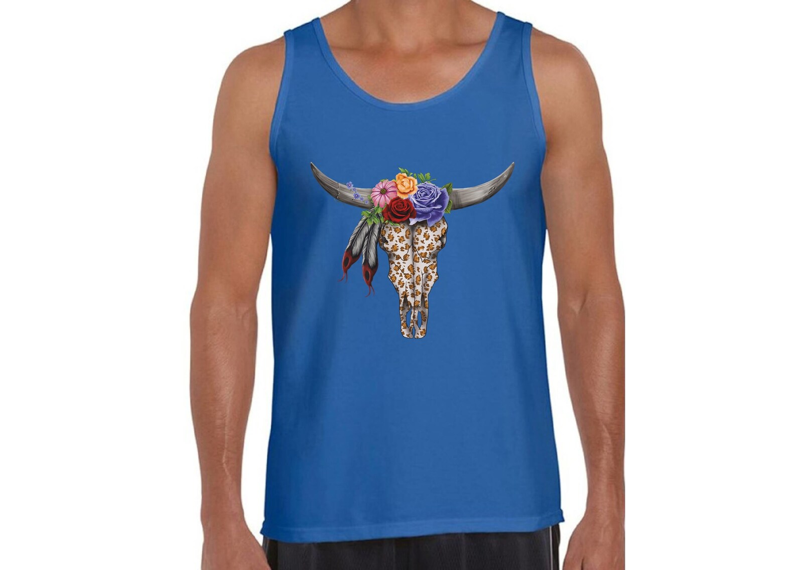 Cow Skull Tank Top. Men's Skull Tank. Floral Bull Skull | Etsy