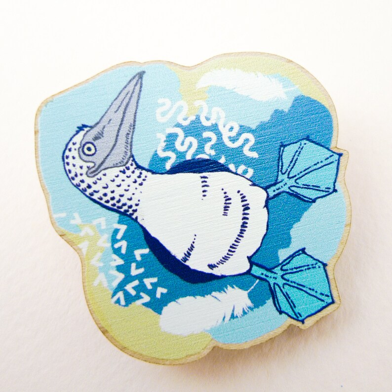 Blue Footed Booby Pin, Blue Footed Booby Jewelry, Blue Footed Booby Art ...