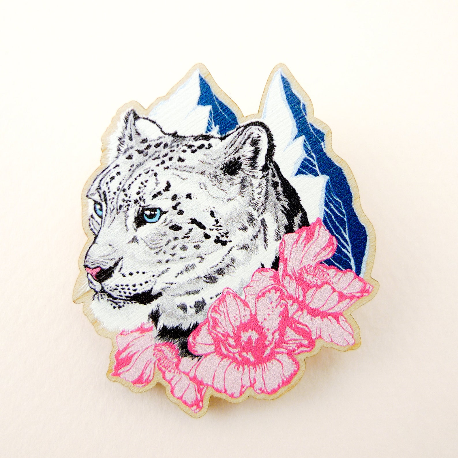 Snow leopard pin snow leopard gift animal art animal | Etsy