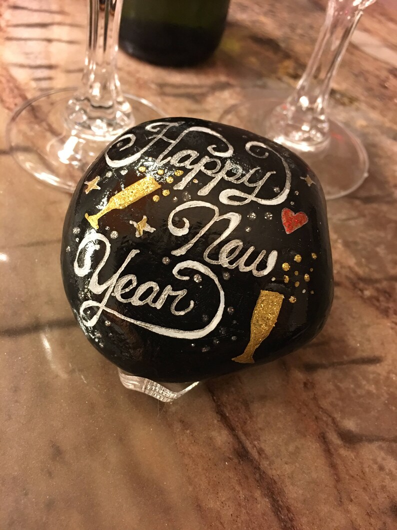 Happy New Year Hand Painted Rock Set (3 Rocks) With Affirmations on ...