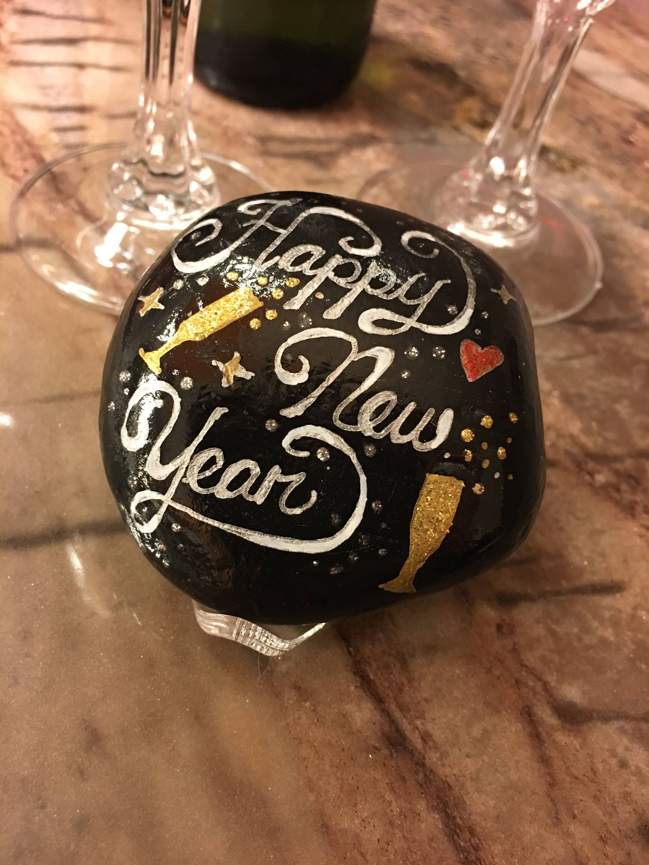 Happy New Year Hand Painted Rock Set (3 Rocks) With Affirmations on ...