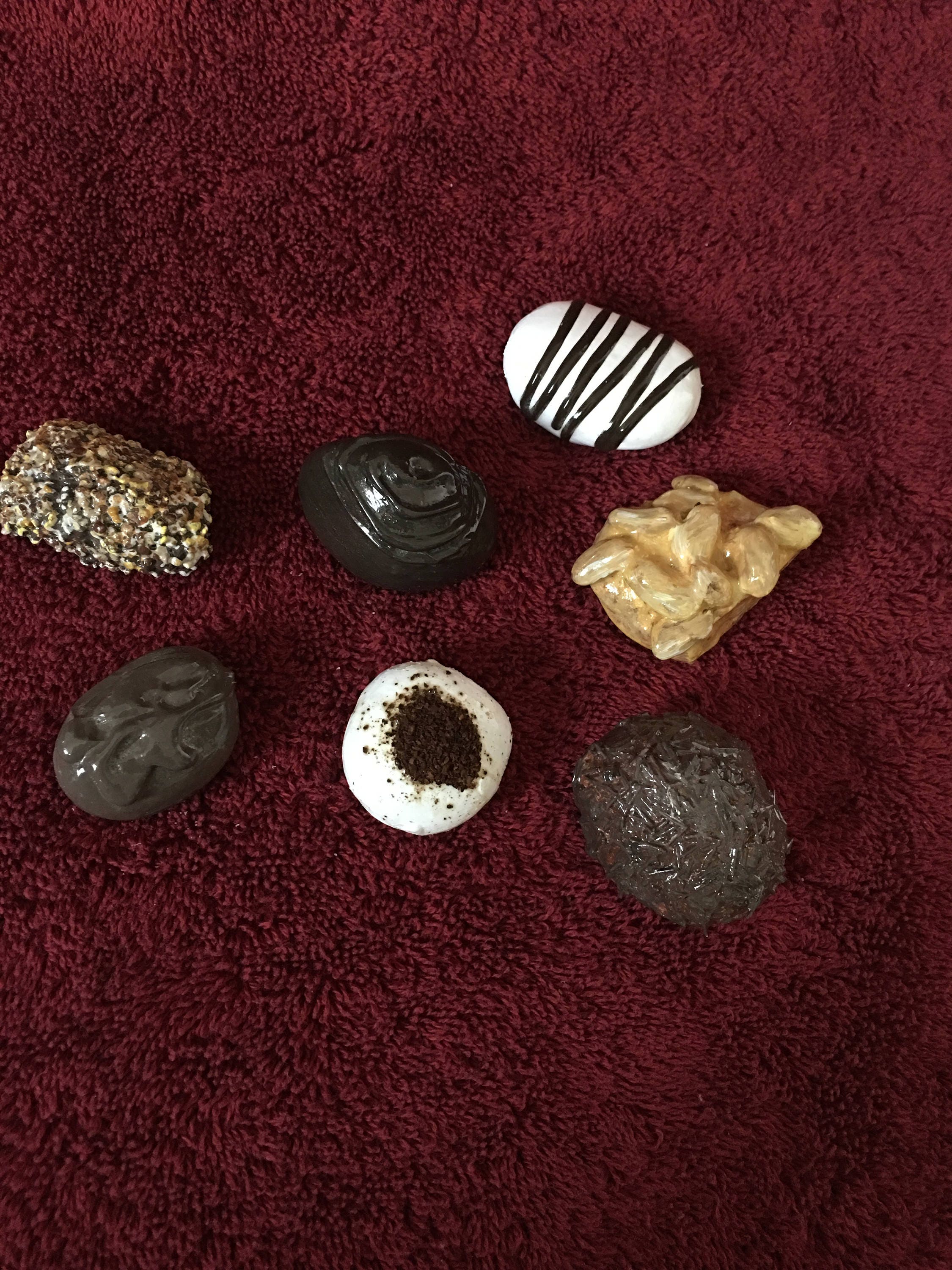 Hand Painted Rocks, Assorted Candy With Serving Dish- Chocolates ...
