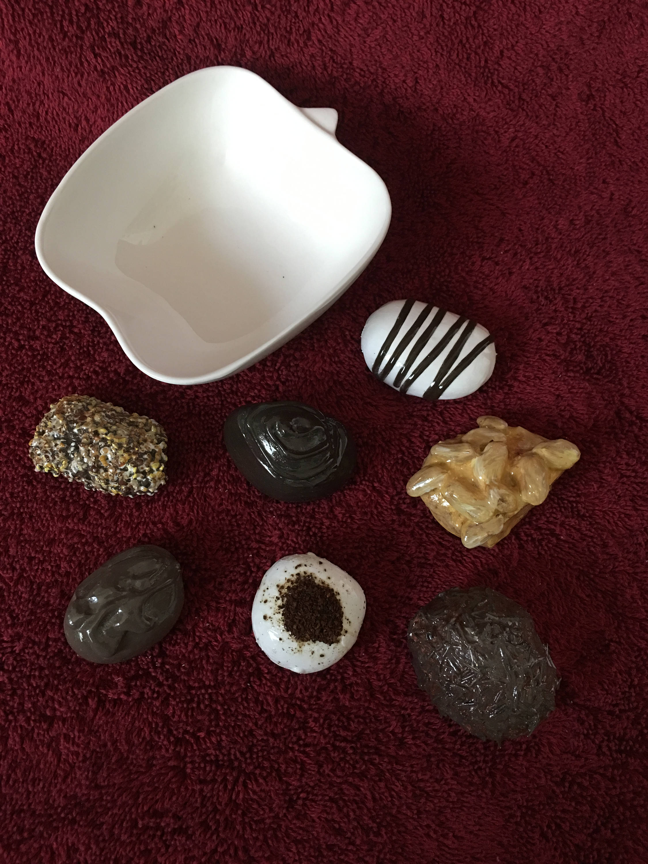 Hand Painted Rocks, Assorted Candy With Serving Dish- Chocolates ...