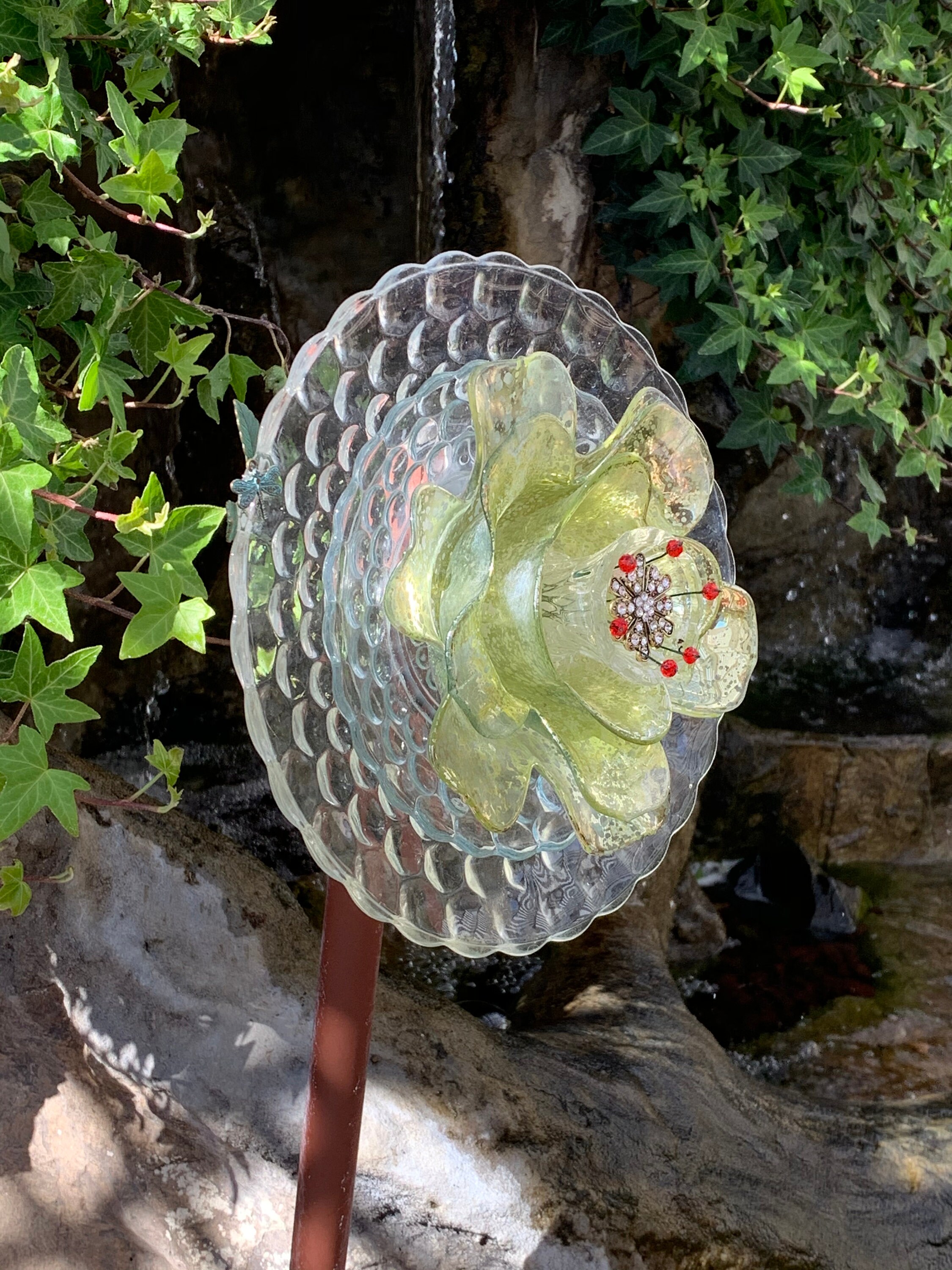 ALEXANDRA - Glass Garden Art Flower - Repurposed Glass, Garden Décor ...