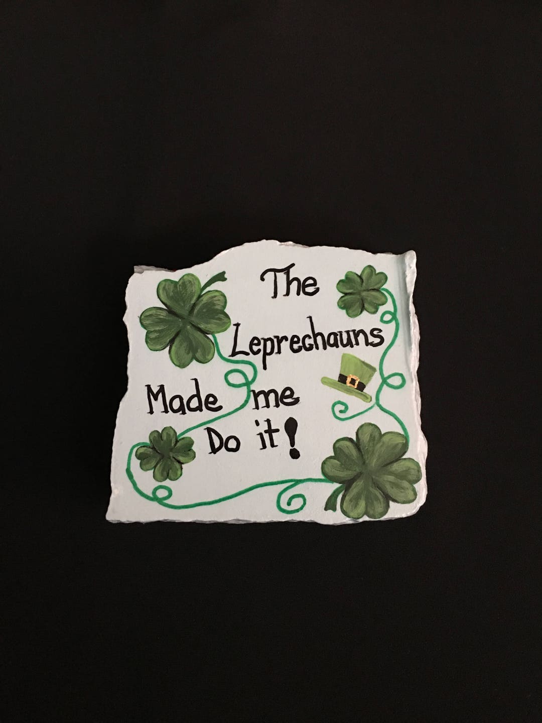 Leprechaun, Shamrocks, Rainbow and Pot of Gold Hand Painted Rock ...