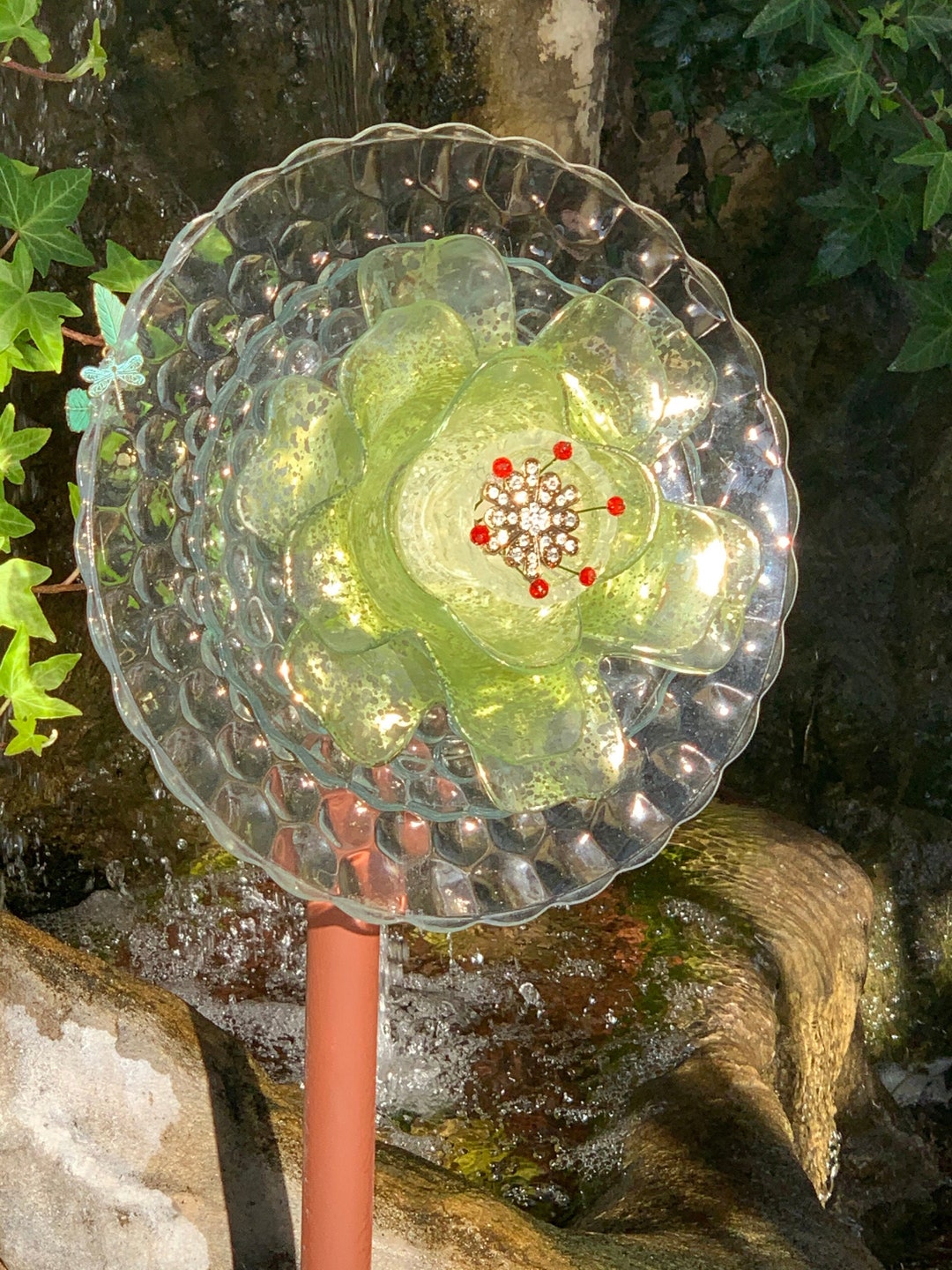 ALEXANDRA - Glass Garden Art Flower - Repurposed Glass, Garden Décor ...