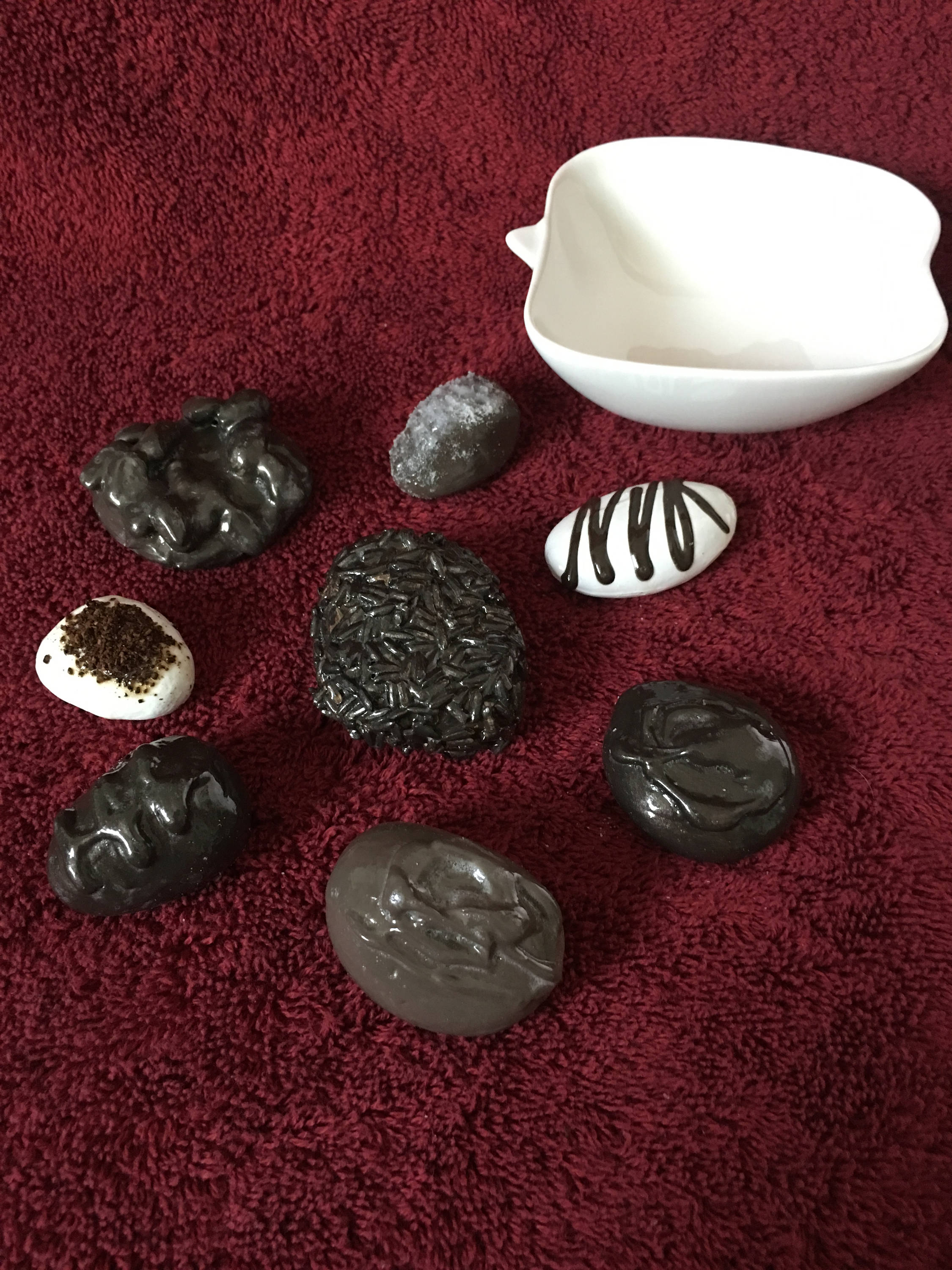 Hand Painted Rocks, Assorted Candy With Serving Dish- Chocolates ...