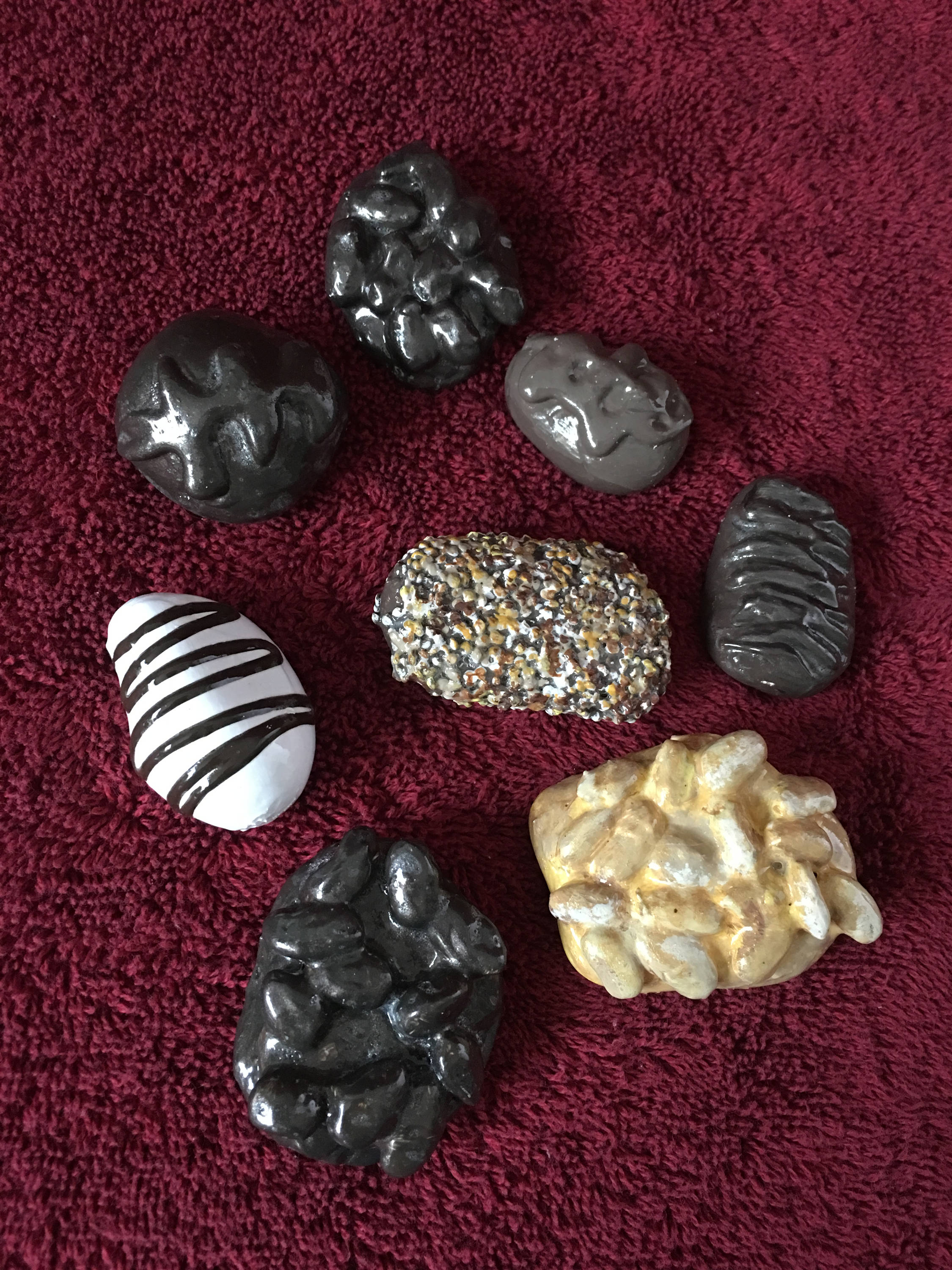 Hand Painted Rocks, Assorted Candy With Serving Dish- Chocolates ...