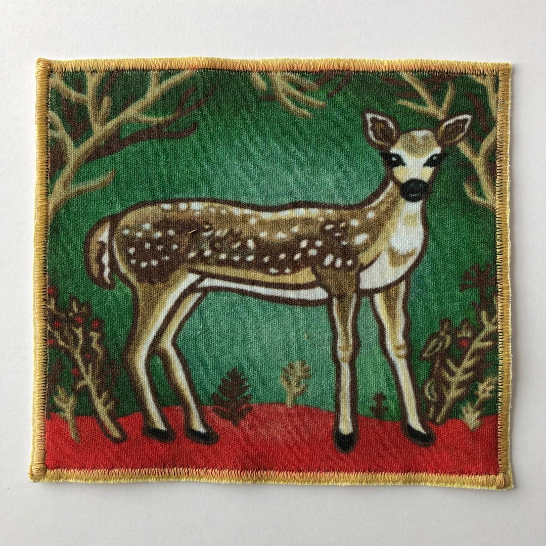 Painted Deer in a Forest Patch to Applique on Any Garment - Etsy